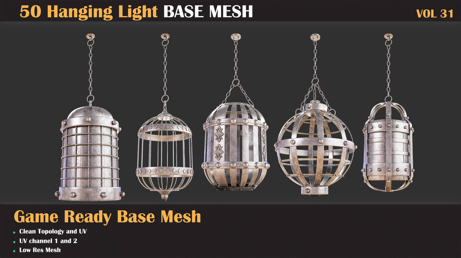 50 Hanging Cage Base Meshes Vol 31 - 3D Model by Miladkambari
