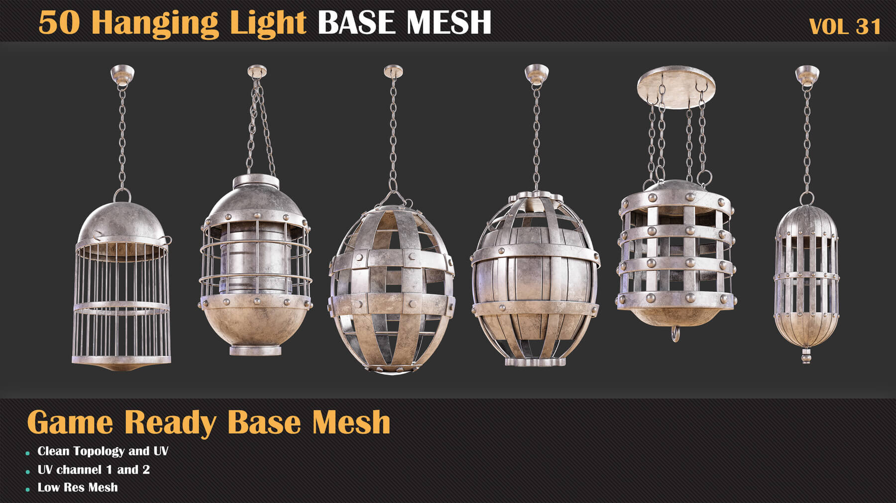 50 Hanging Cage Base Meshes Vol 31 - 3D Model by Miladkambari