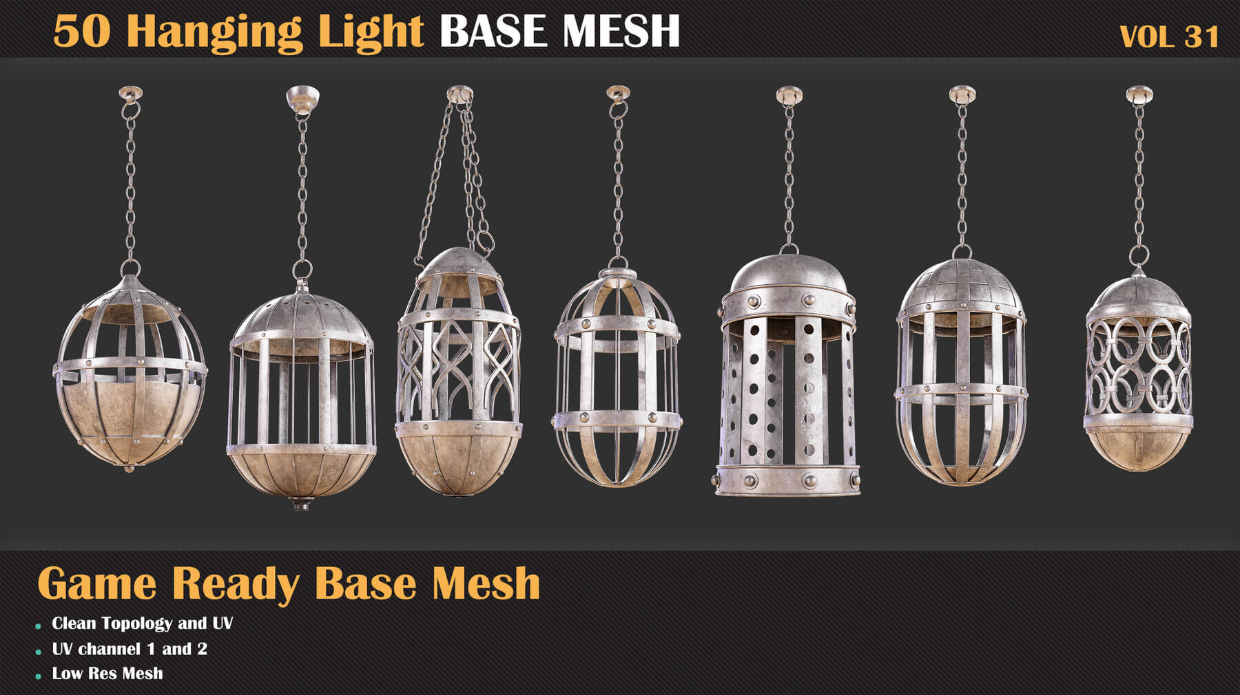 50 Hanging Cage Base Meshes Vol 31 - 3D Model by Miladkambari