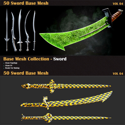 50 Sword Base Mesh Vol 05 Game Ready - 3D Model by Miladkambari