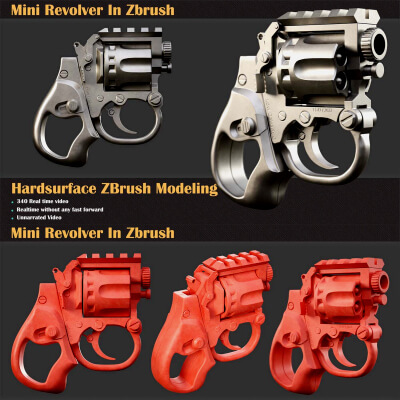Mini Revolver Hardsurface ZBrush Modeling Tutorial by Miladkambari