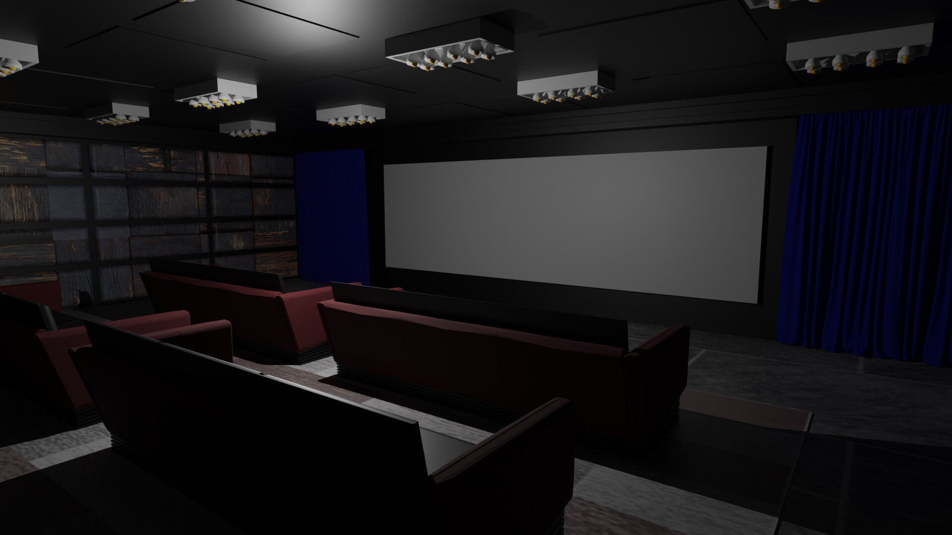 Cinema Room Interior - 3D Model by militarymodels99
