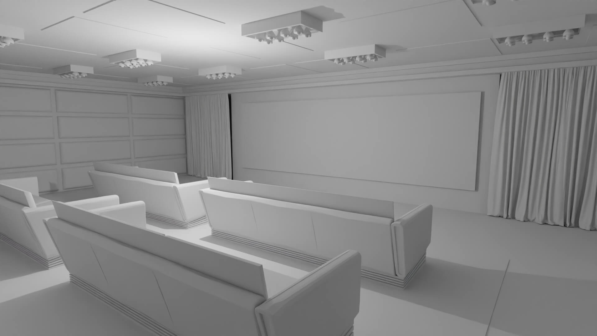 Cinema Room No Material - 3D Model by militarymodels99