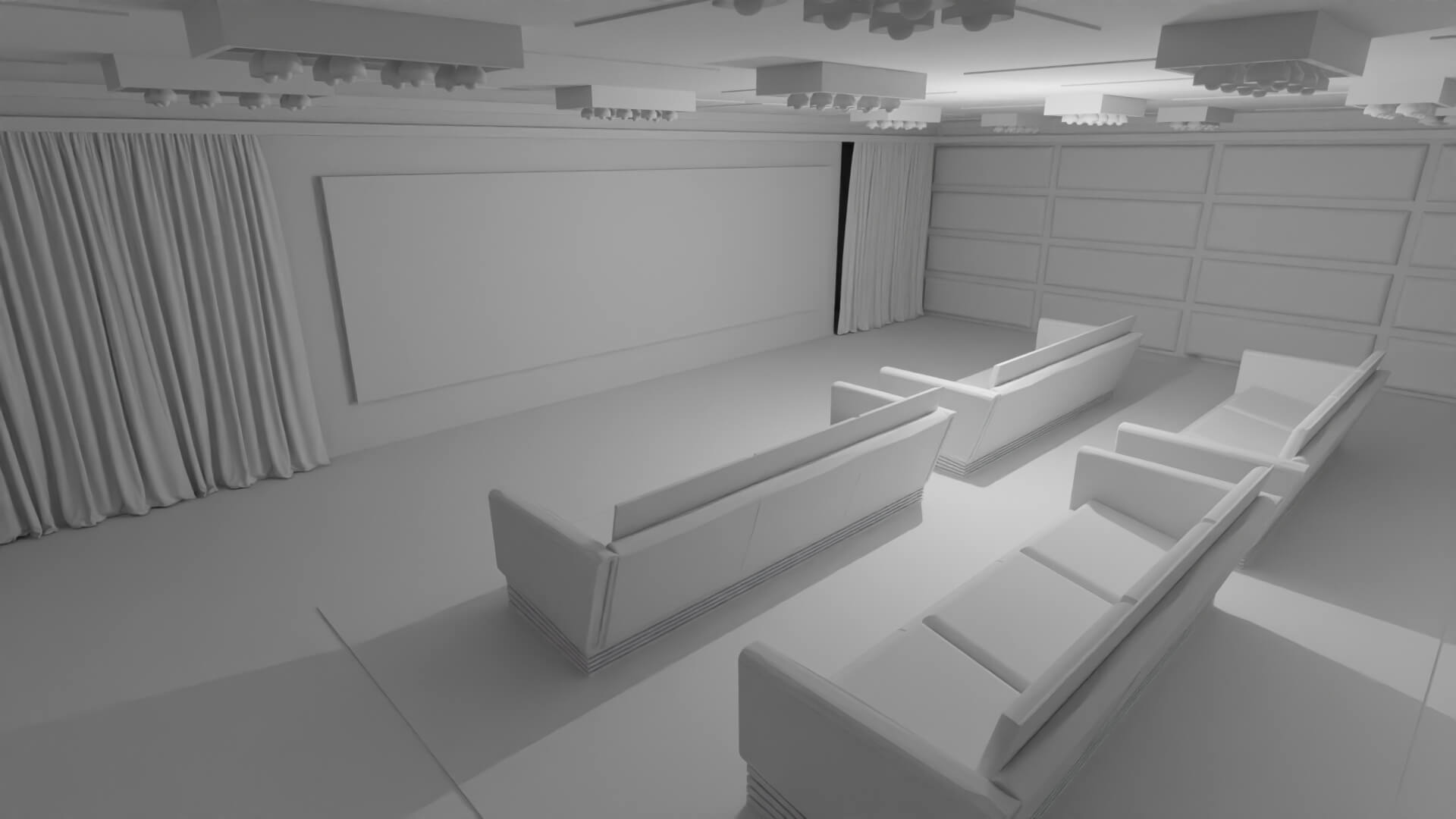 Cinema Room No Material - 3D Model by militarymodels99