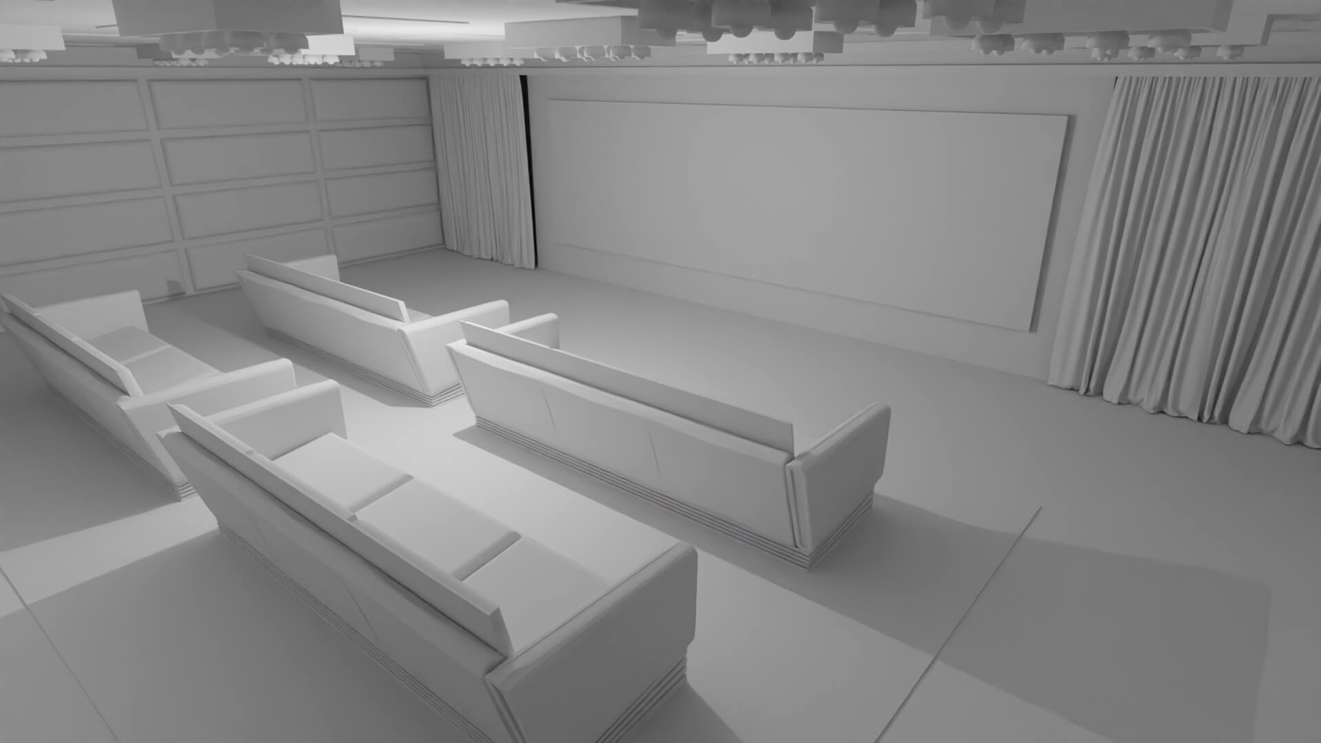 Cinema Room No Material - 3D Model by militarymodels99