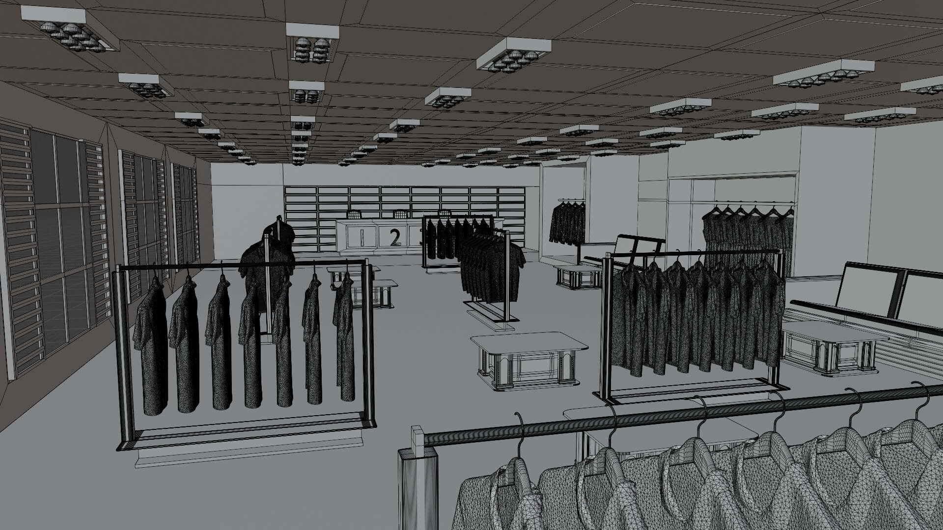 Clothing Store Interior - 3D Model by militarymodels99