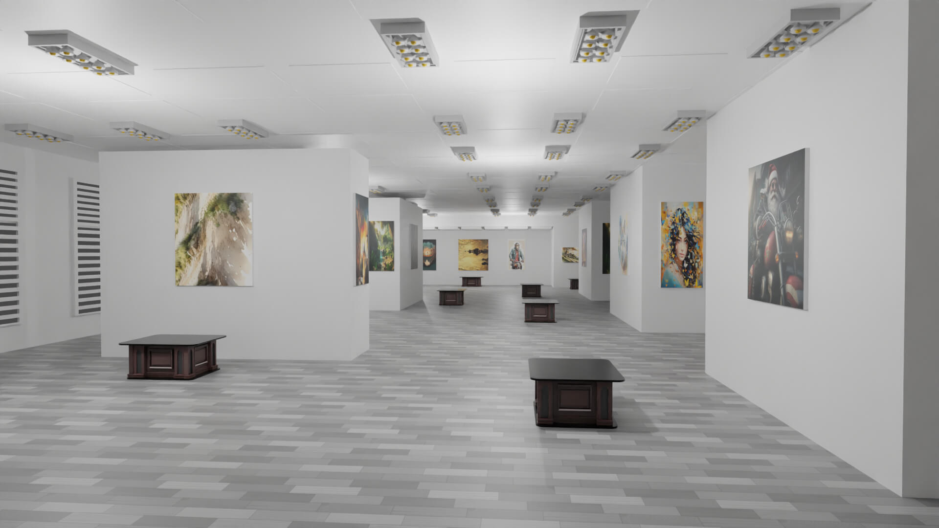 Exhibition Hall - Art Gallery Free 3D Model by militarymodels99