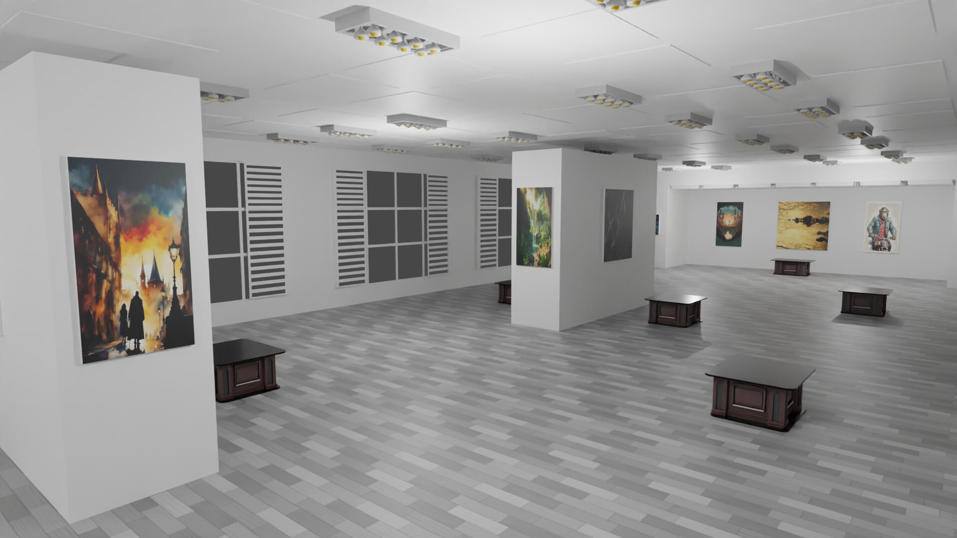 Exhibition Hall - Art Gallery Free 3D Model by militarymodels99