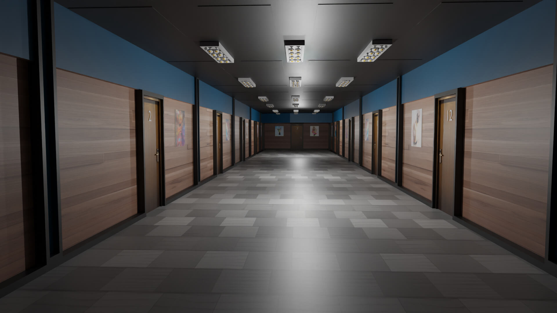 Hotel Corridor - 3D Model by militarymodels99