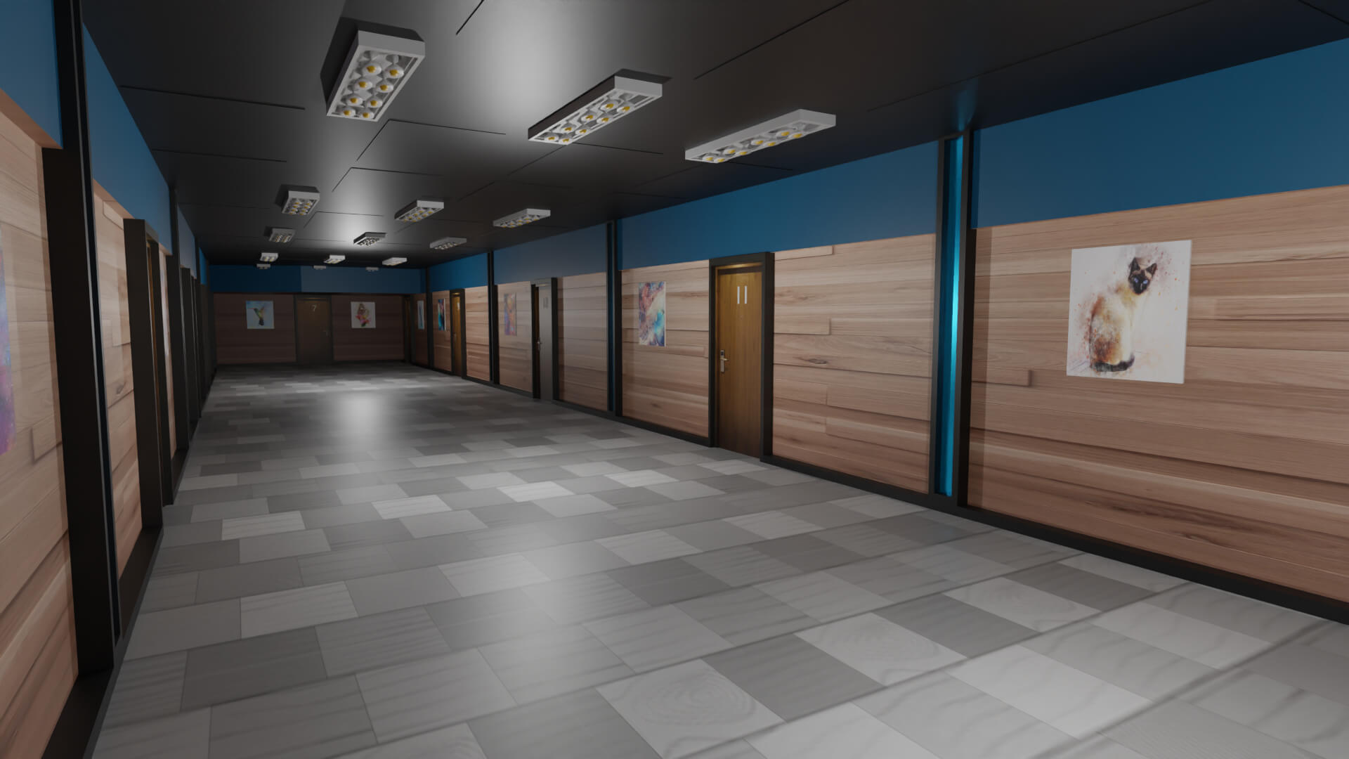 Hotel Corridor - 3D Model by militarymodels99