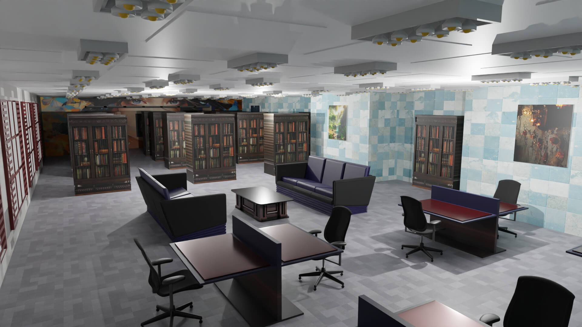 Library Interior - 3D Model by militarymodels99