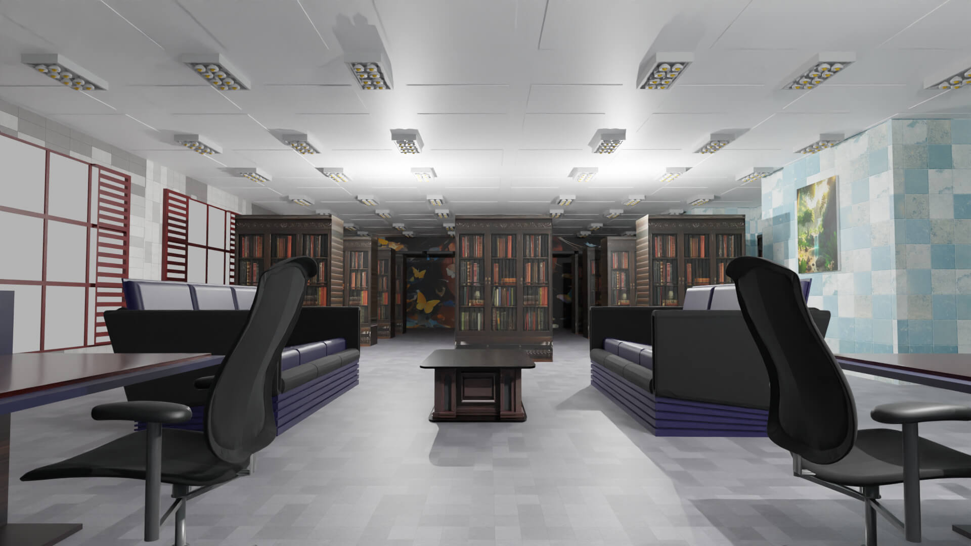 Library Interior - 3D Model by militarymodels99