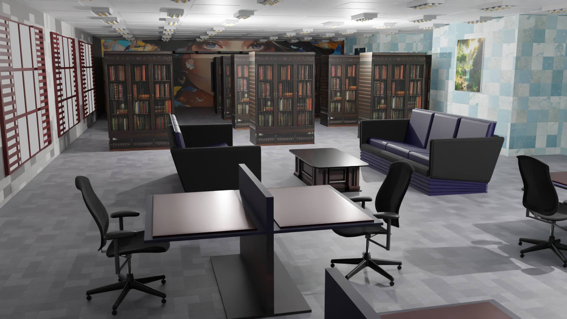 Library Interior - 3D Model by militarymodels99