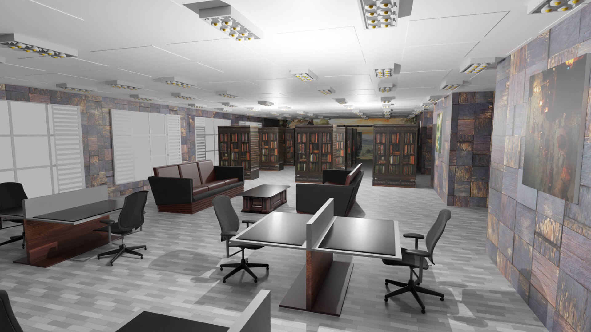 Library Interior - 3D Model by militarymodels99