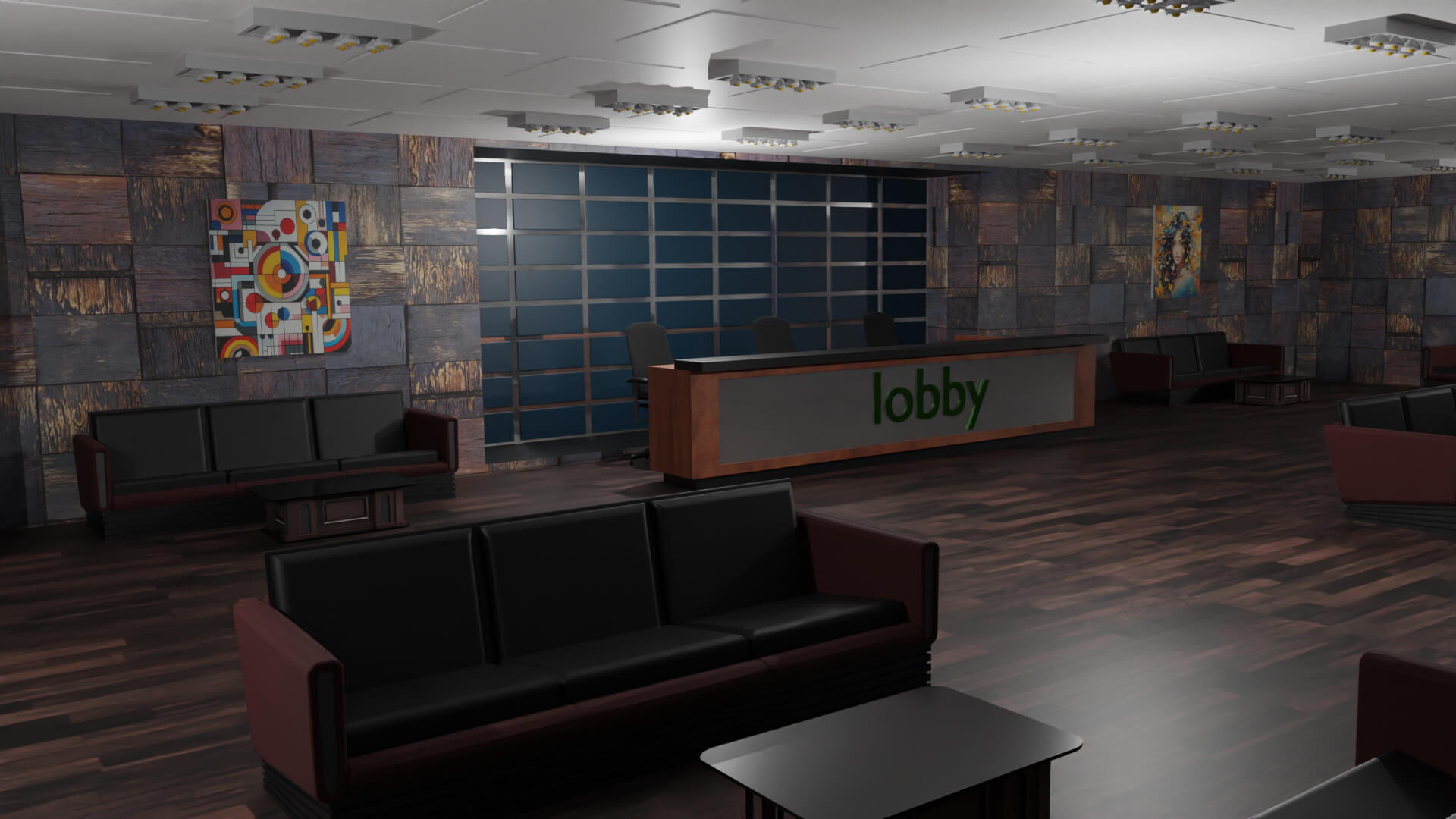 Lobby Interior - 3D Model by militarymodels99
