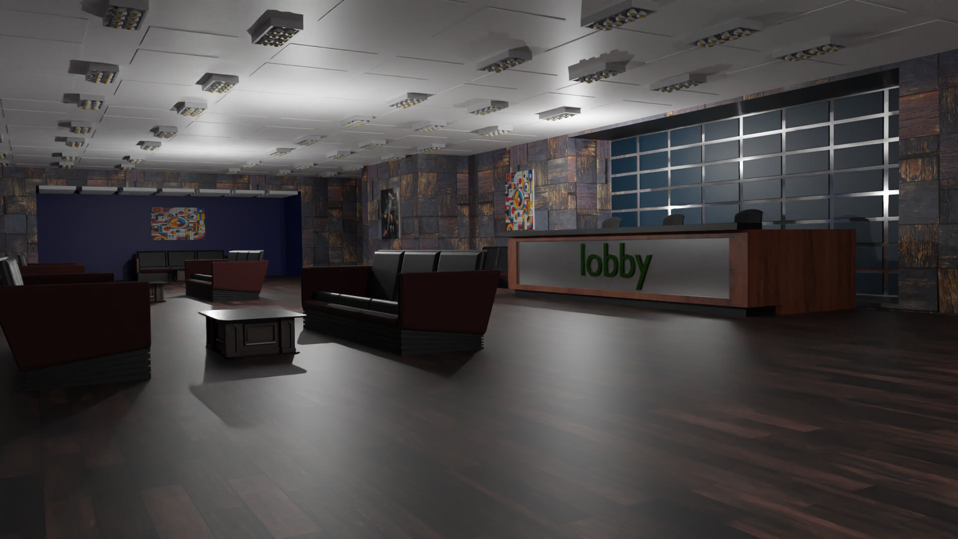 Lobby Interior - 3D Model by militarymodels99