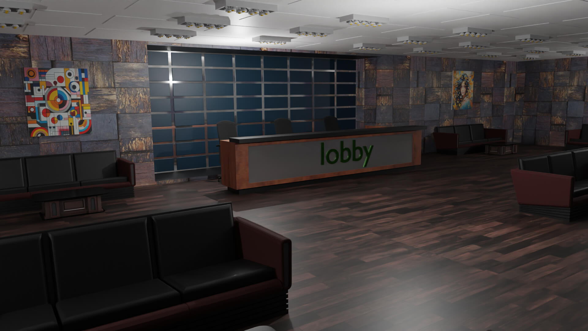Lobby Interior - 3D Model by militarymodels99