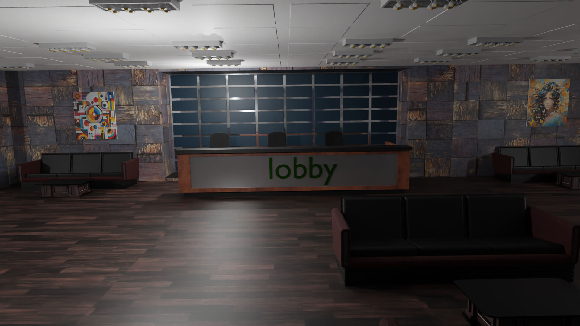 Lobby Interior - 3D Model by militarymodels99