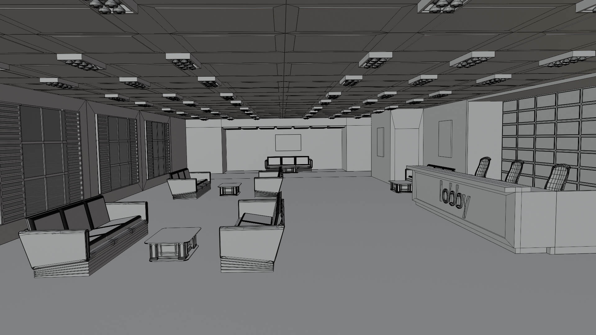 Lobby Interior - 3D Model by militarymodels99