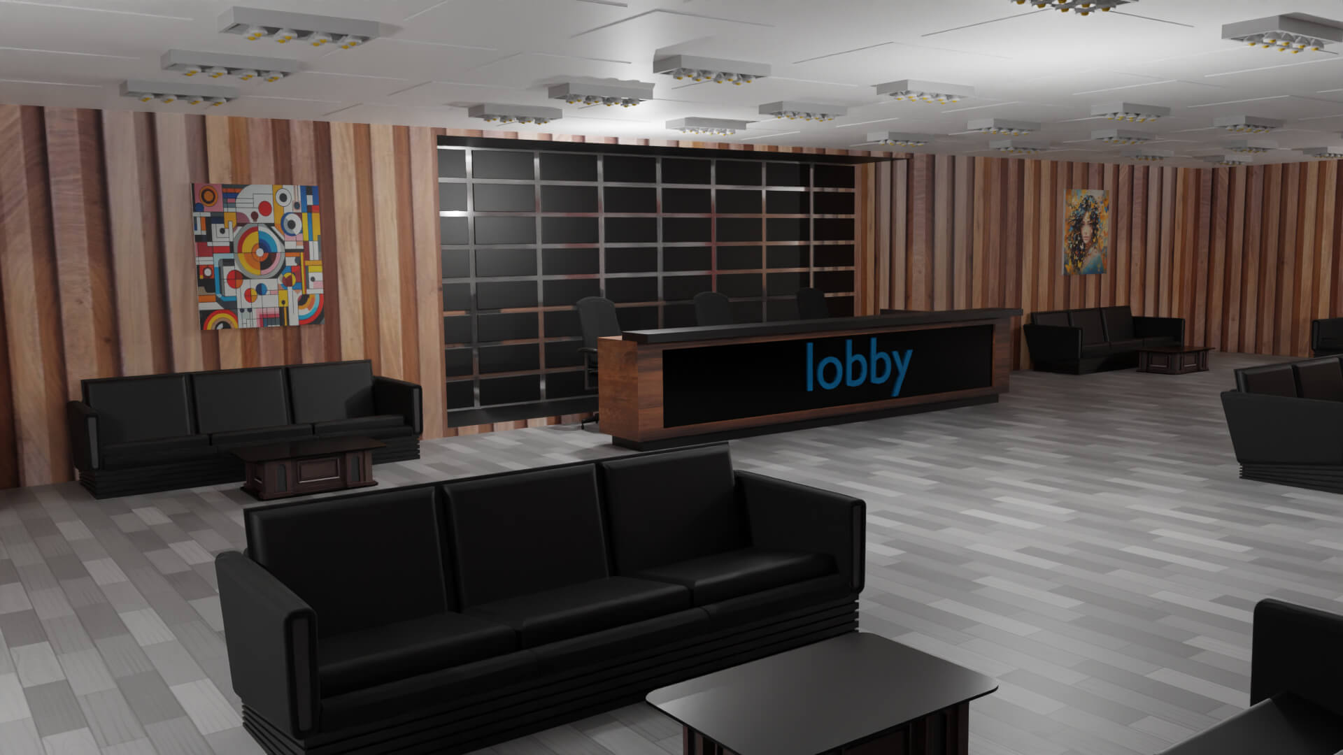 Lobby Interior - 3D Model by militarymodels99