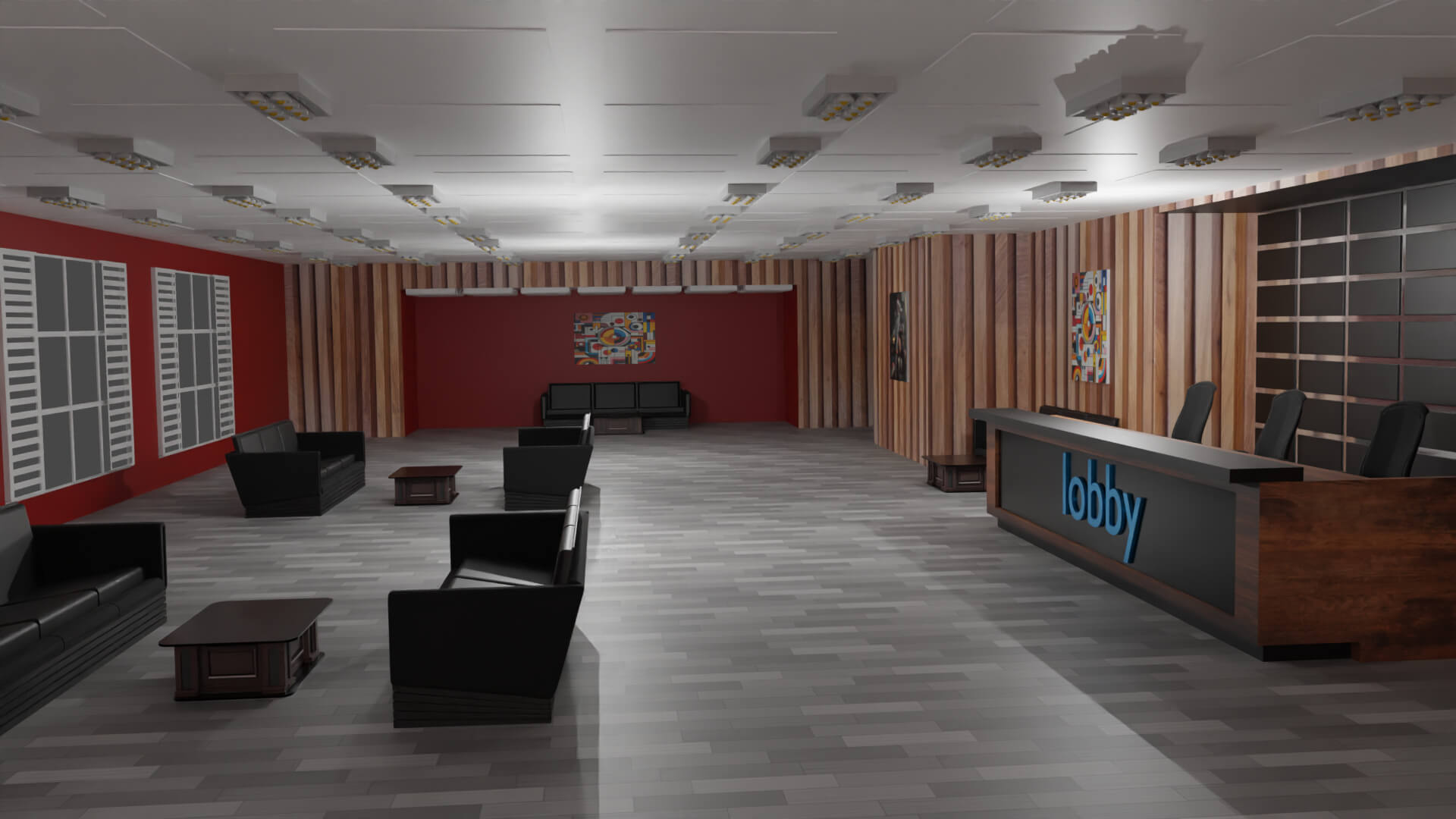 Lobby Interior - 3D Model by militarymodels99