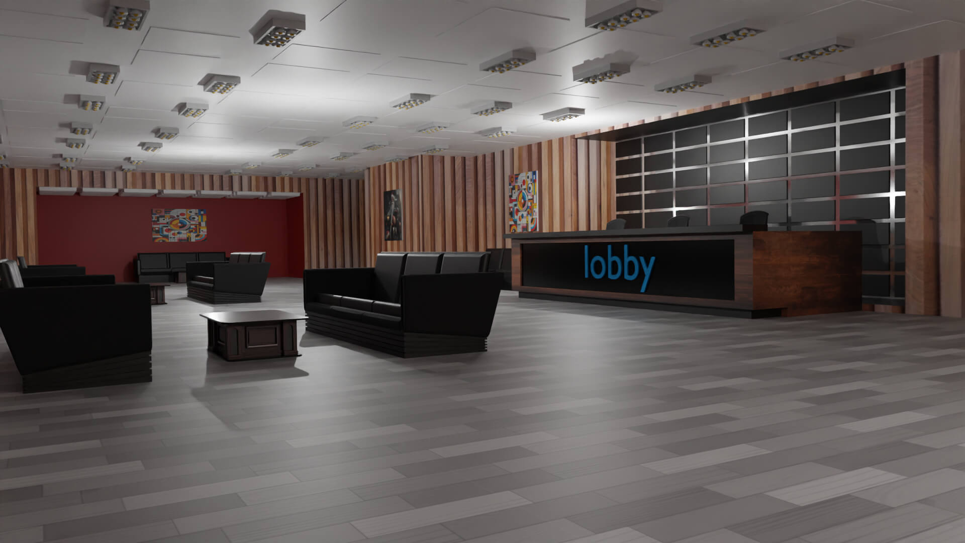 Lobby Interior - 3D Model by militarymodels99