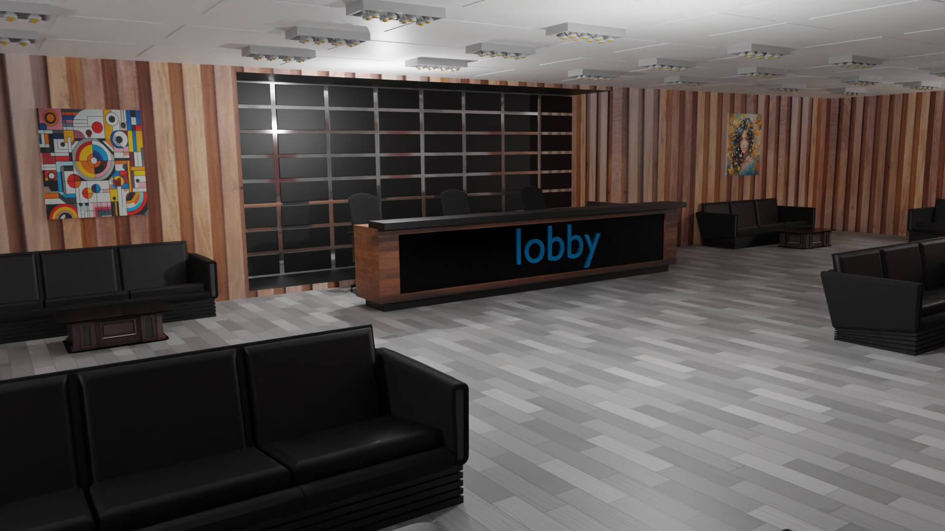Lobby Interior - 3D Model by militarymodels99