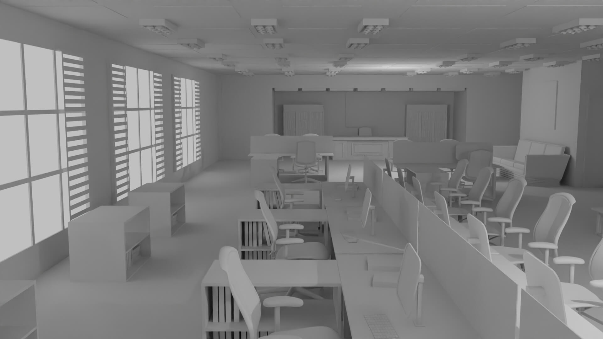 Office Interior No Material - 3D Model by militarymodels99