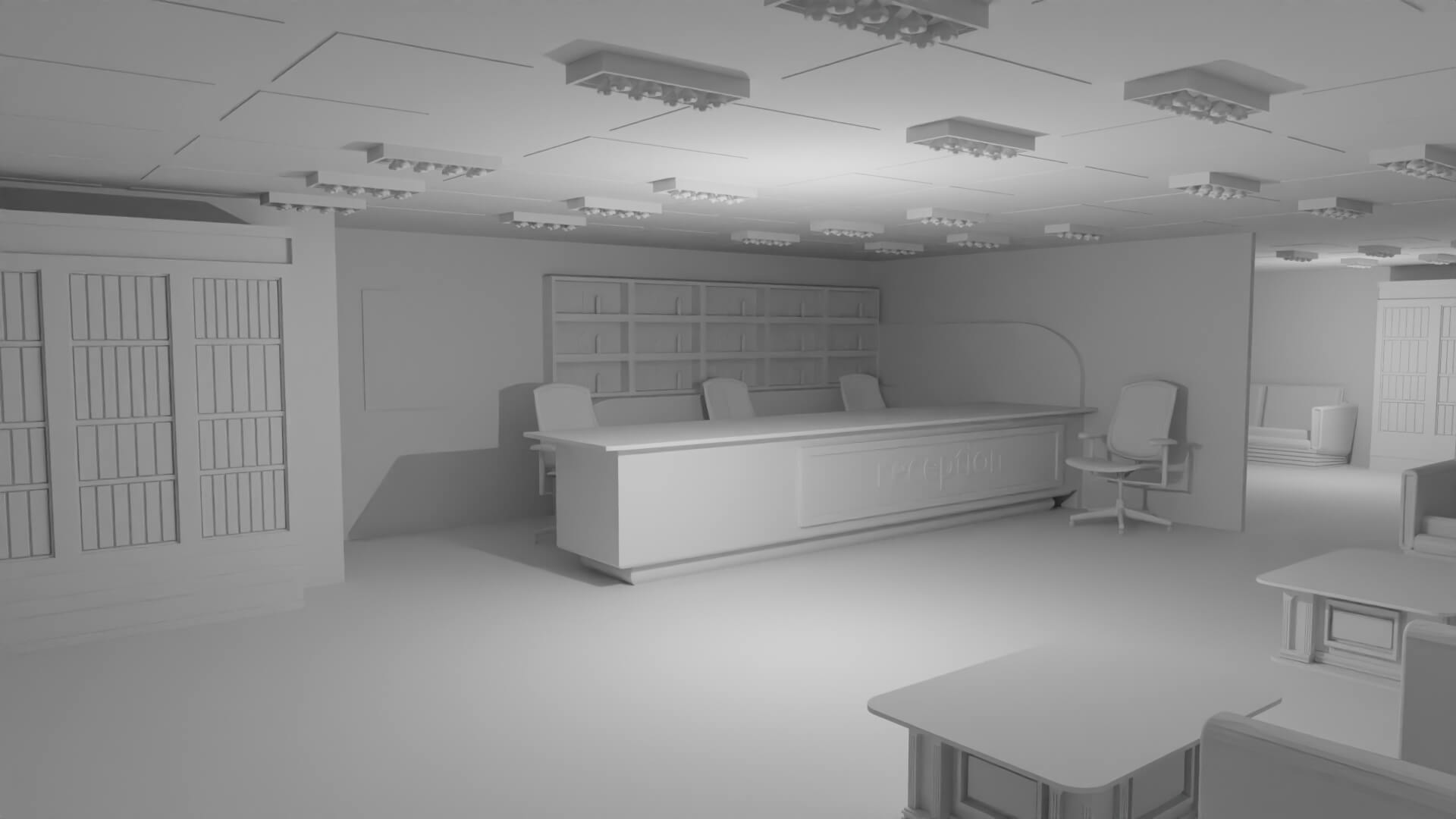Reception Interior No Material - 3D Model by militarymodels99
