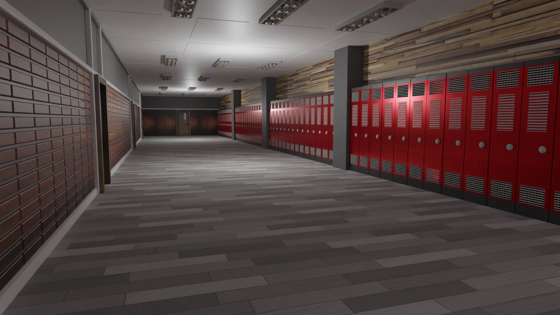 School Hallway - 3D Model by militarymodels99