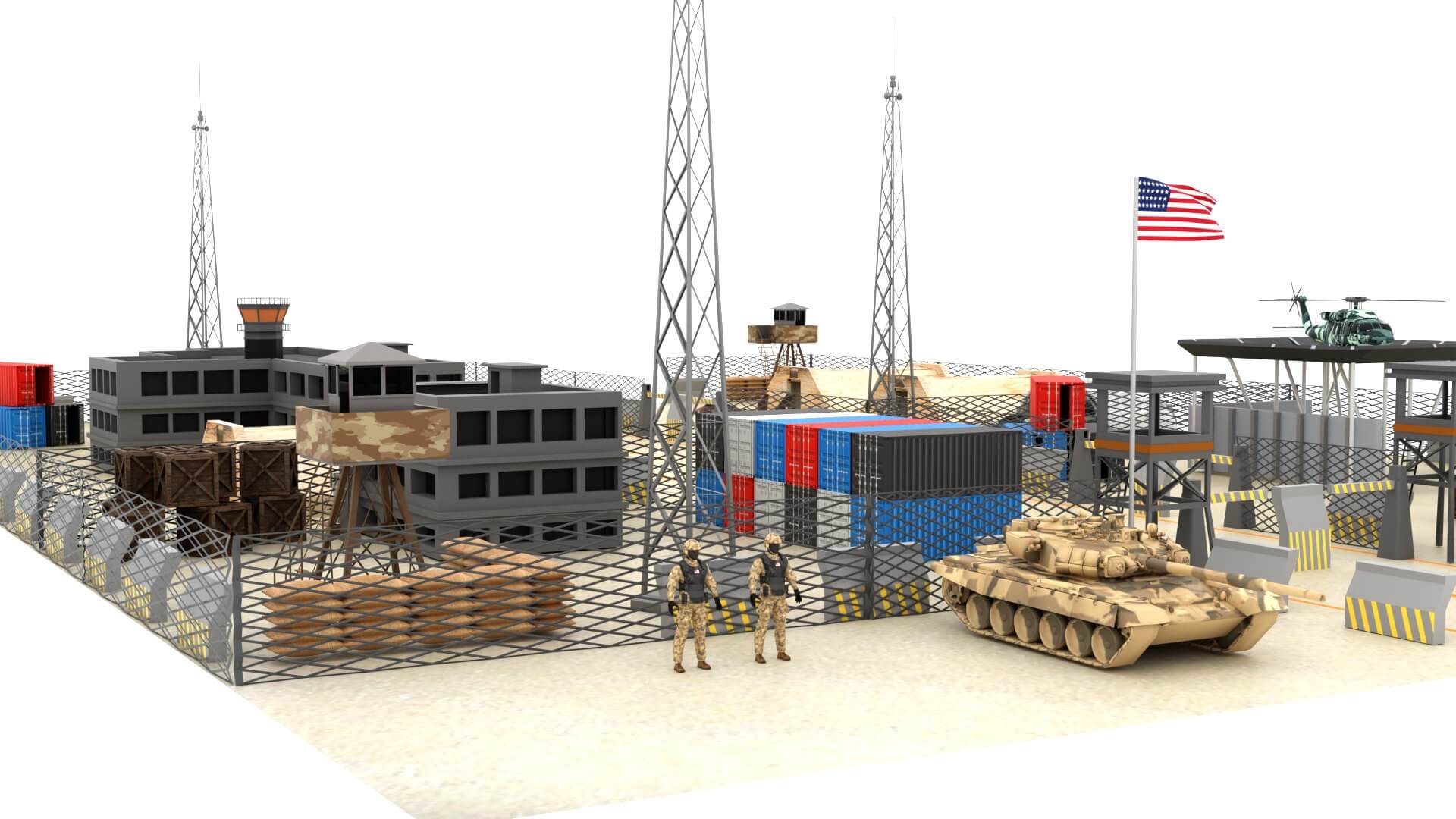 US Military Base - 3D Model by militarymodels99