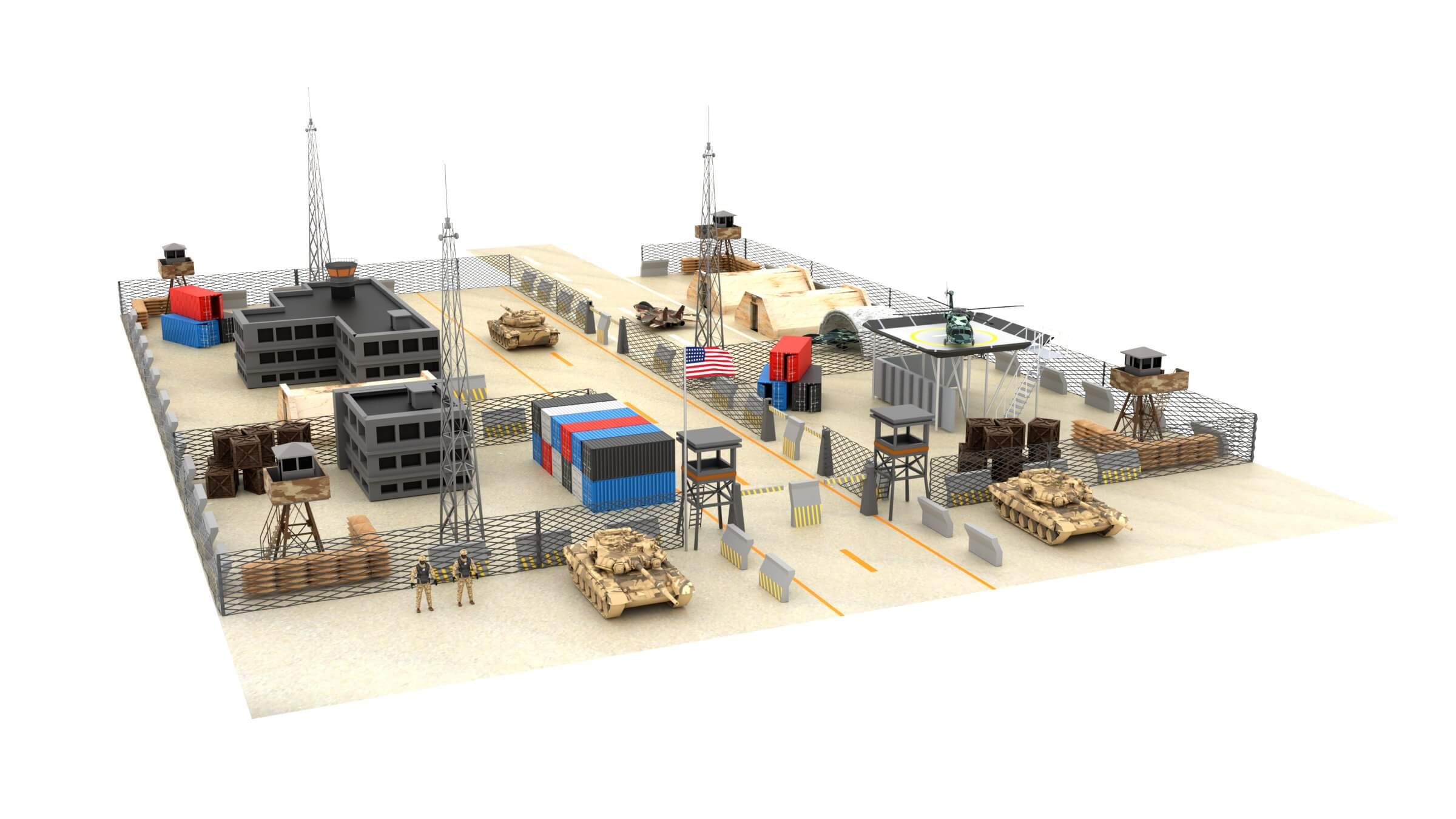 US Military Base - 3D Model by militarymodels99