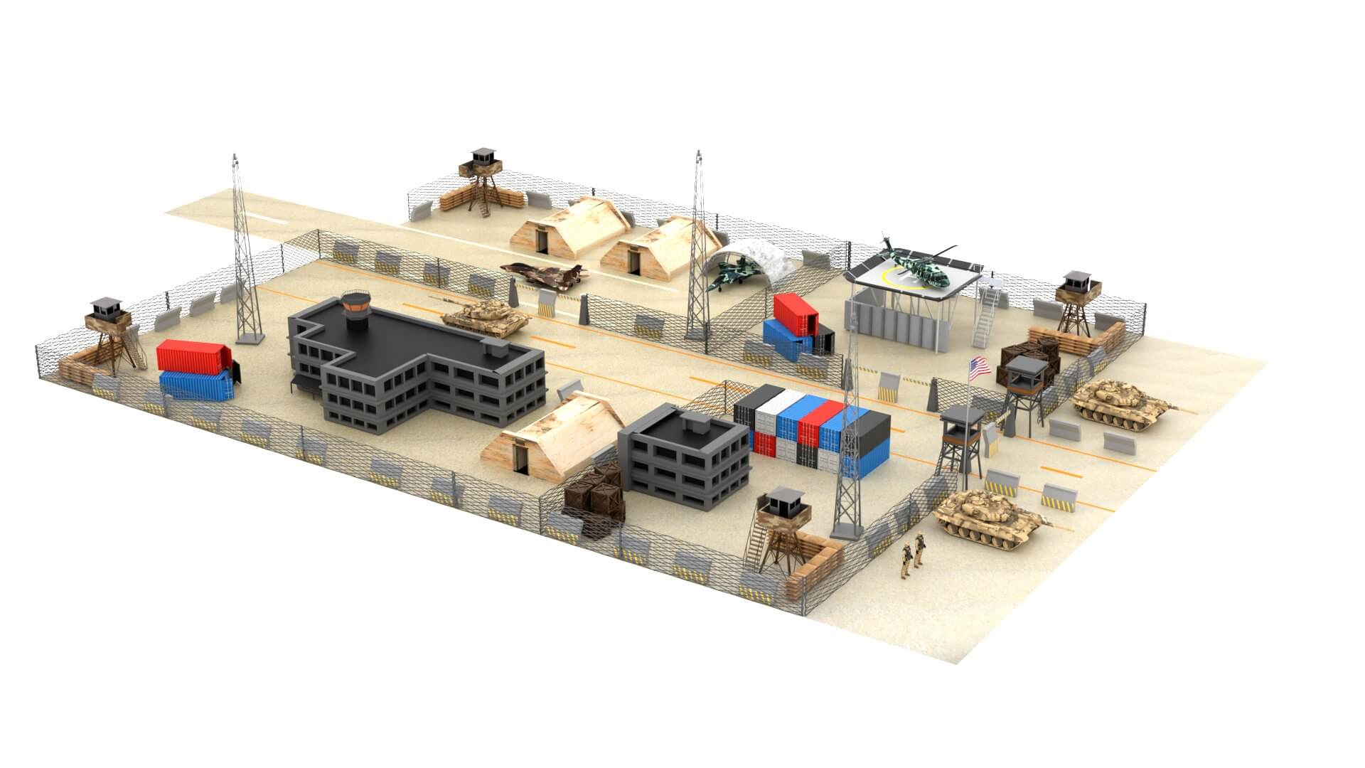 US Military Base - 3D Model by militarymodels99