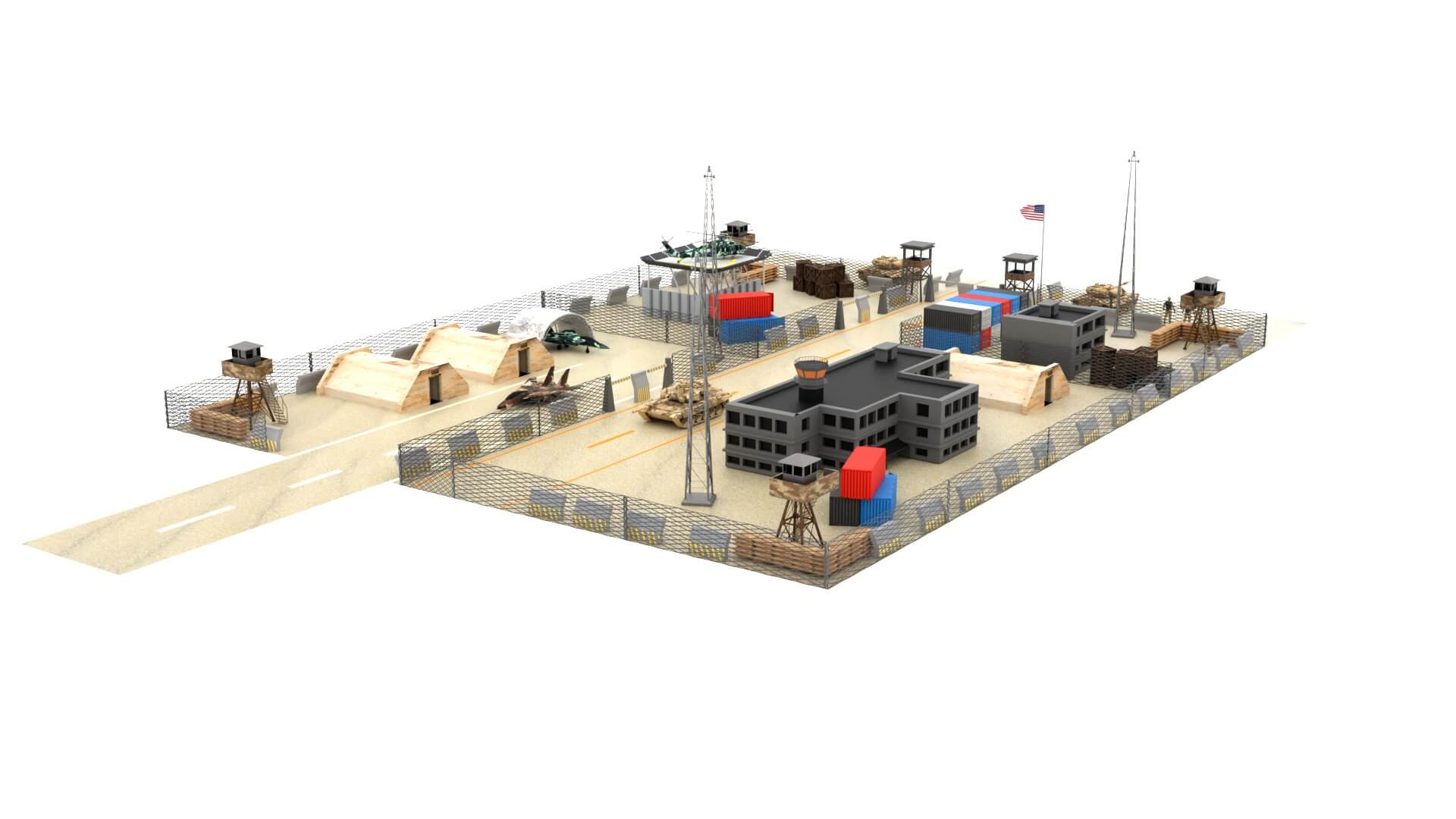 US Military Base - 3D Model by militarymodels99