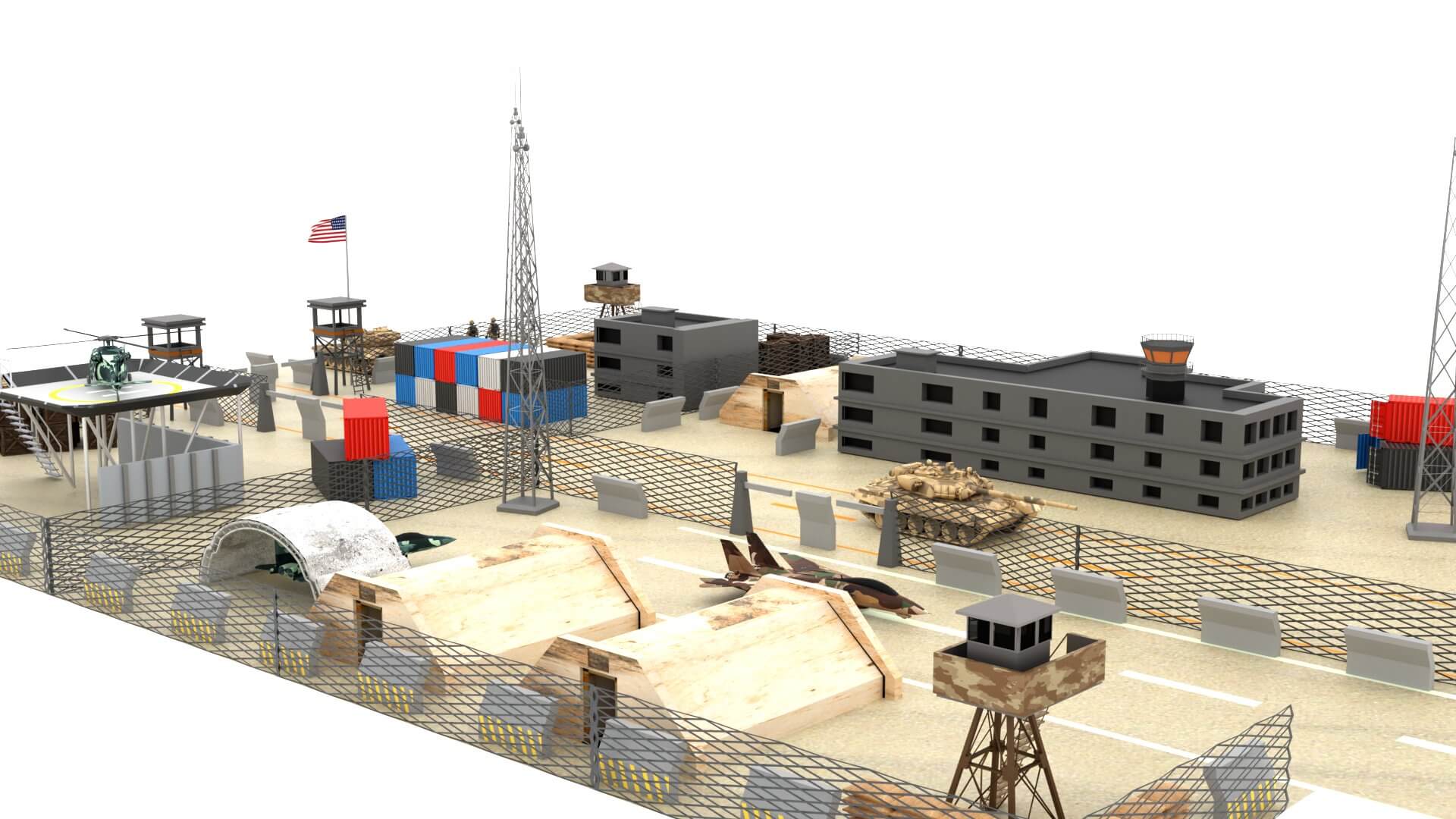 US Military Base - 3D Model by militarymodels99