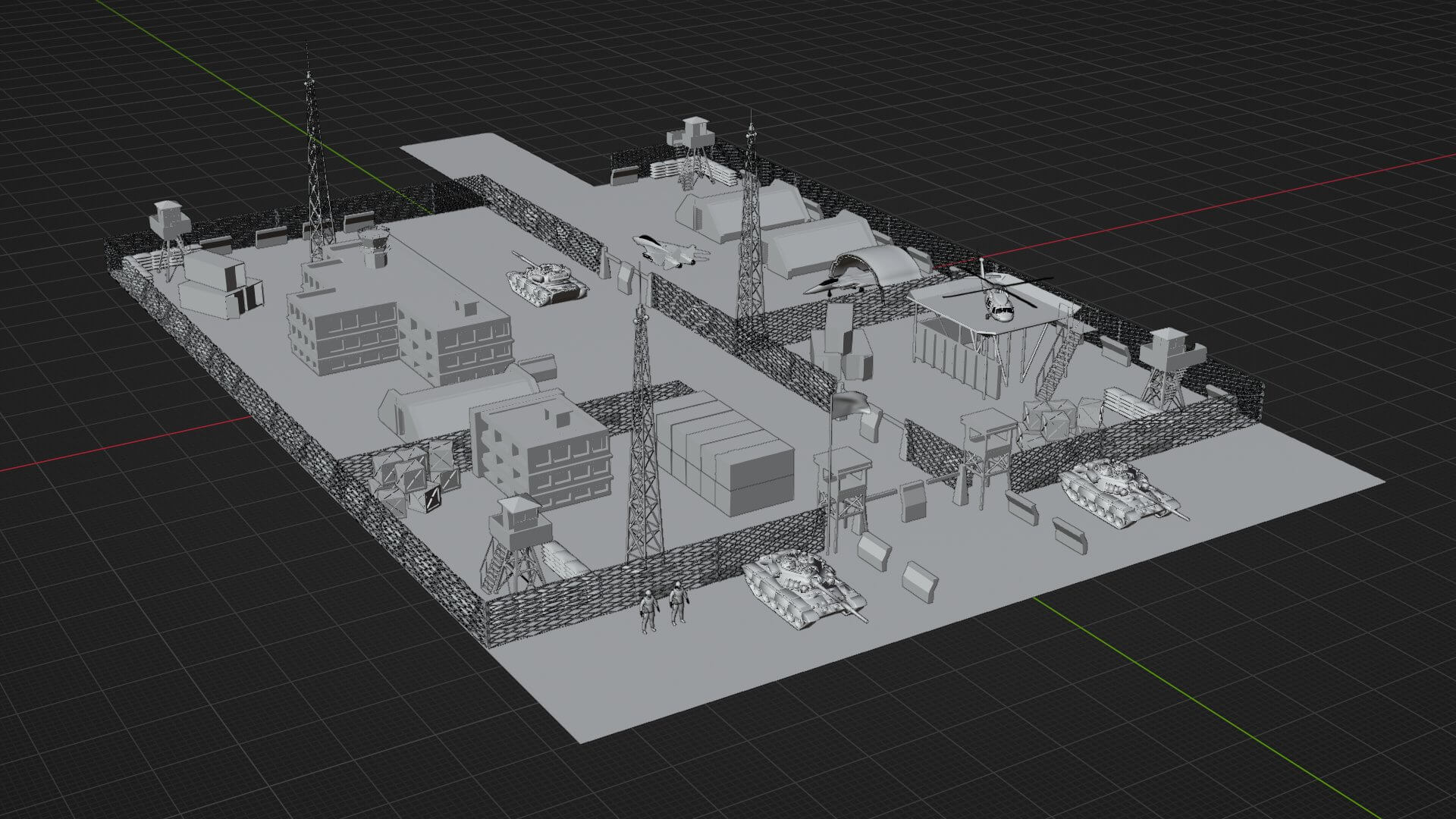 US Military Base - 3D Model by militarymodels99