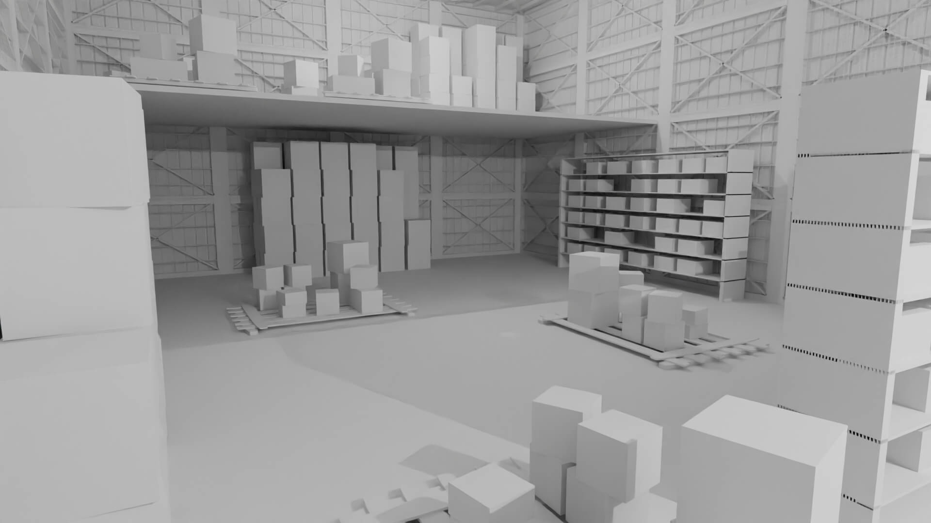 Warehouse Interior No Material - 3D Model by militarymodels99