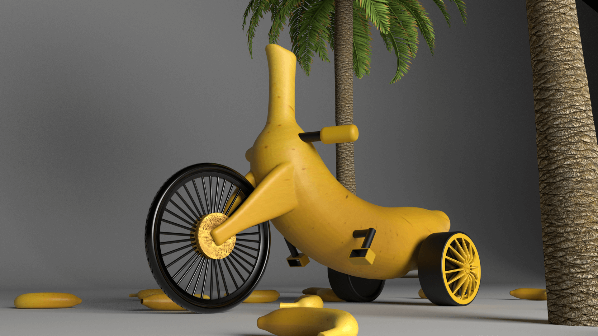 Banana Bike 3D Render, Digital Art by milleondeblakio