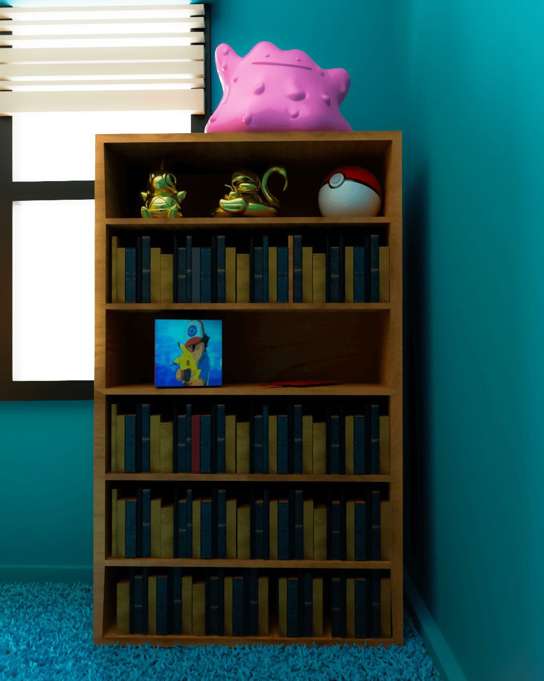 Pokemon inspired bedroom design 3D Render by milleondeblakio