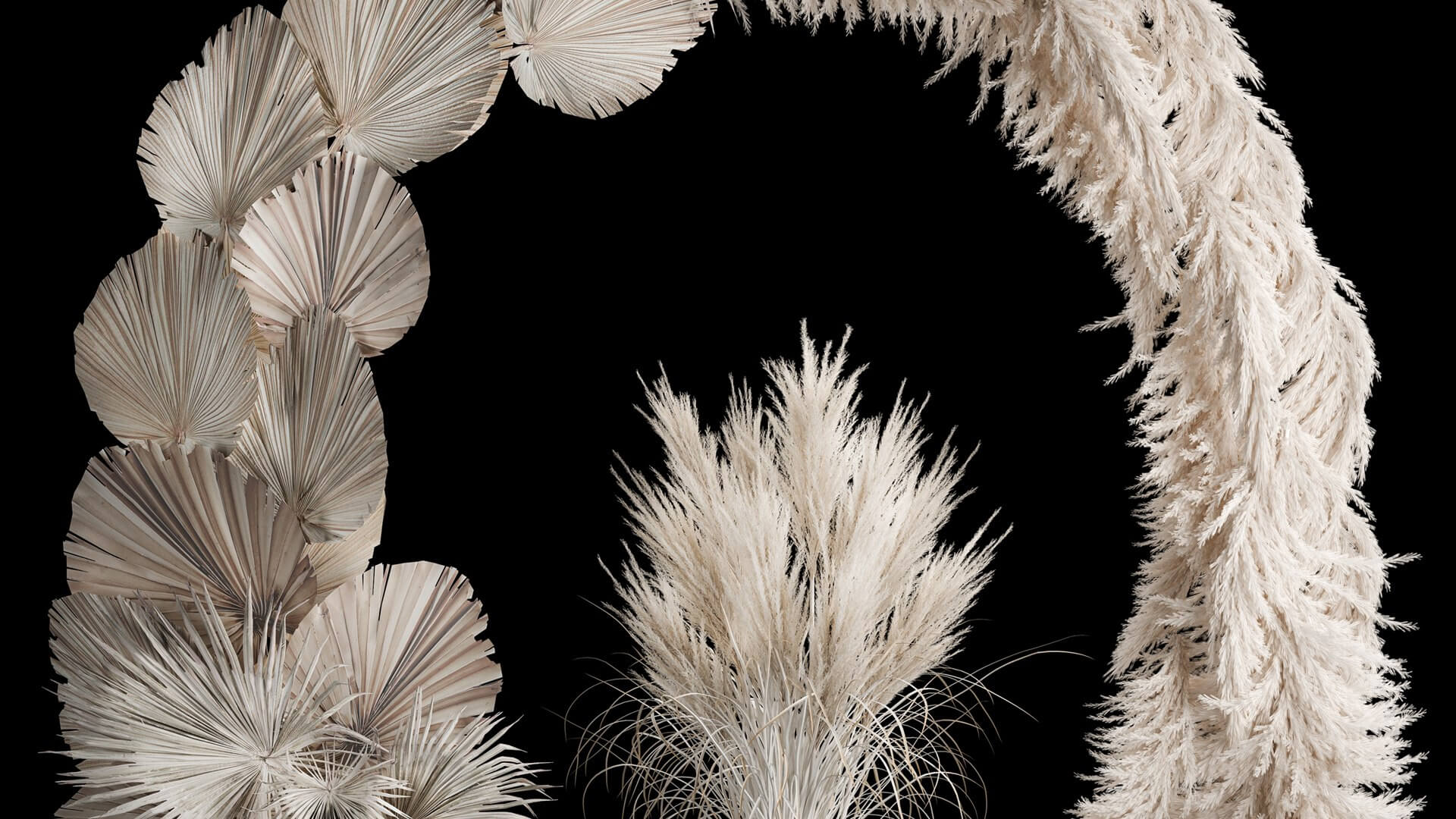 Wedding Arch Made of Dry Palm Branches and Pampas Grass - 3D Model by ...