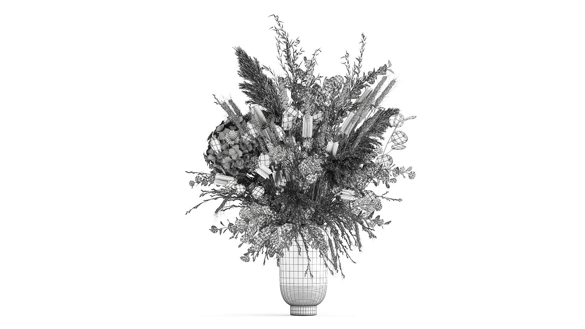 Beautiful Lush Bouquet of Dried Flowers - 3D Model by mimostar