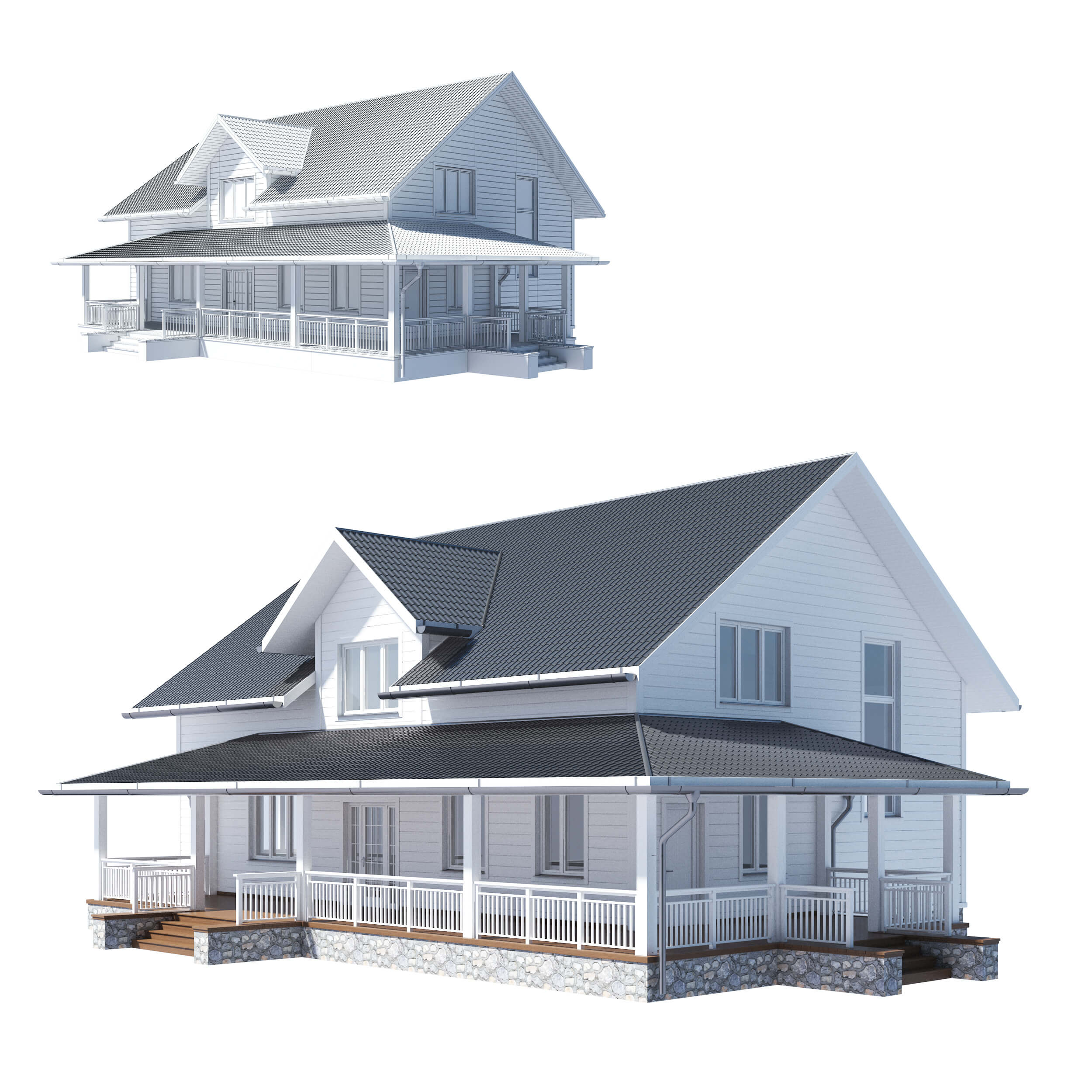 Cottage House-01 3D Model by mimostar