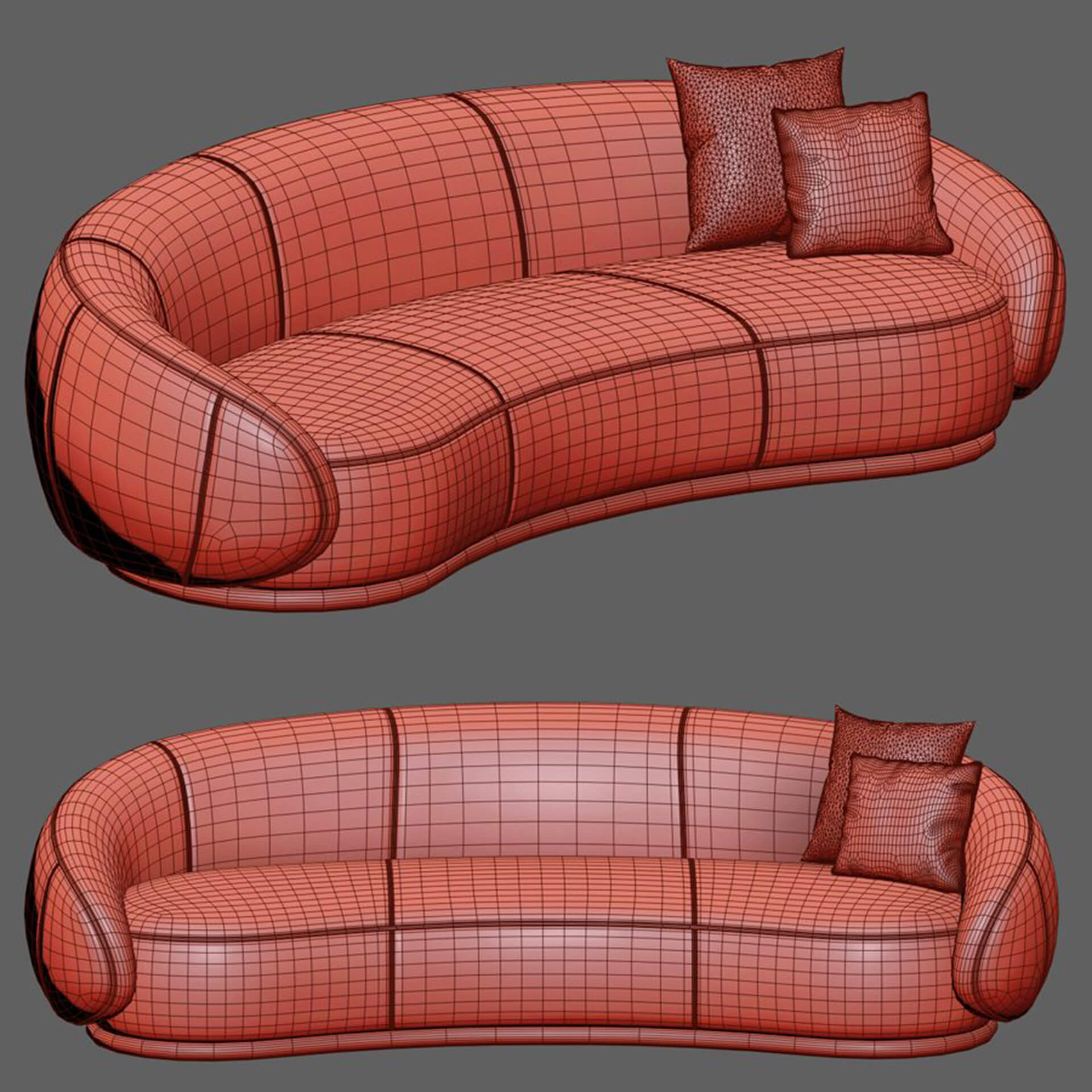 Ghidini Long Curved Sofa - 3D Model by mimostar