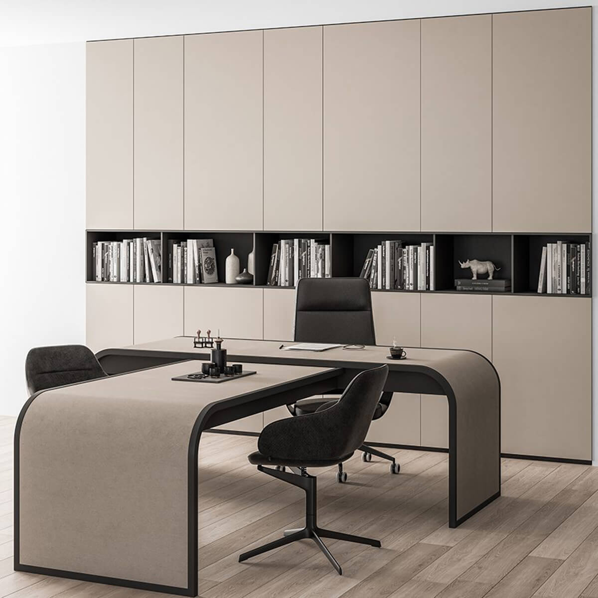 Office Furniture Boss Desk Cream - Manager Set Table 01 3D Model by ...