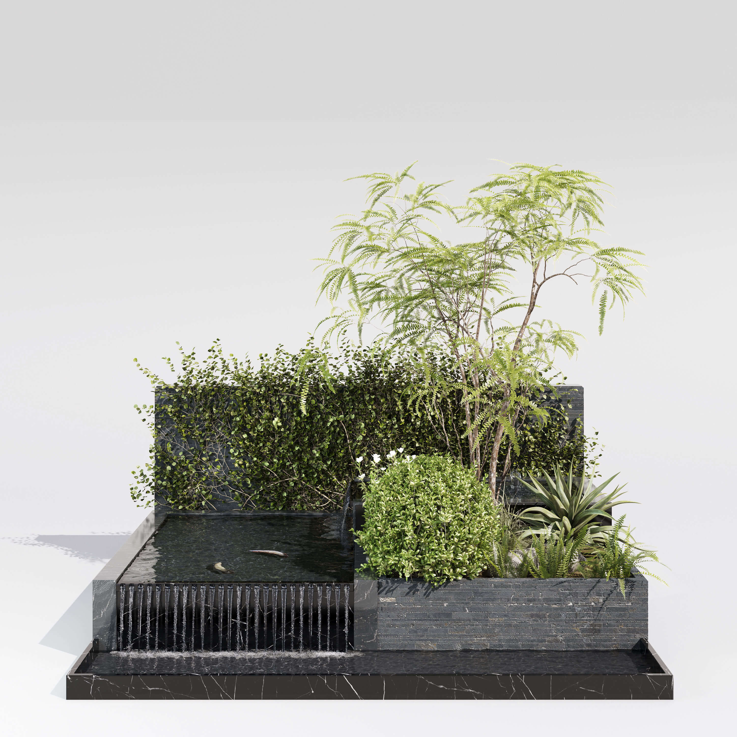 Water Ponds With Plants & Fish - 3D Model by mimostar