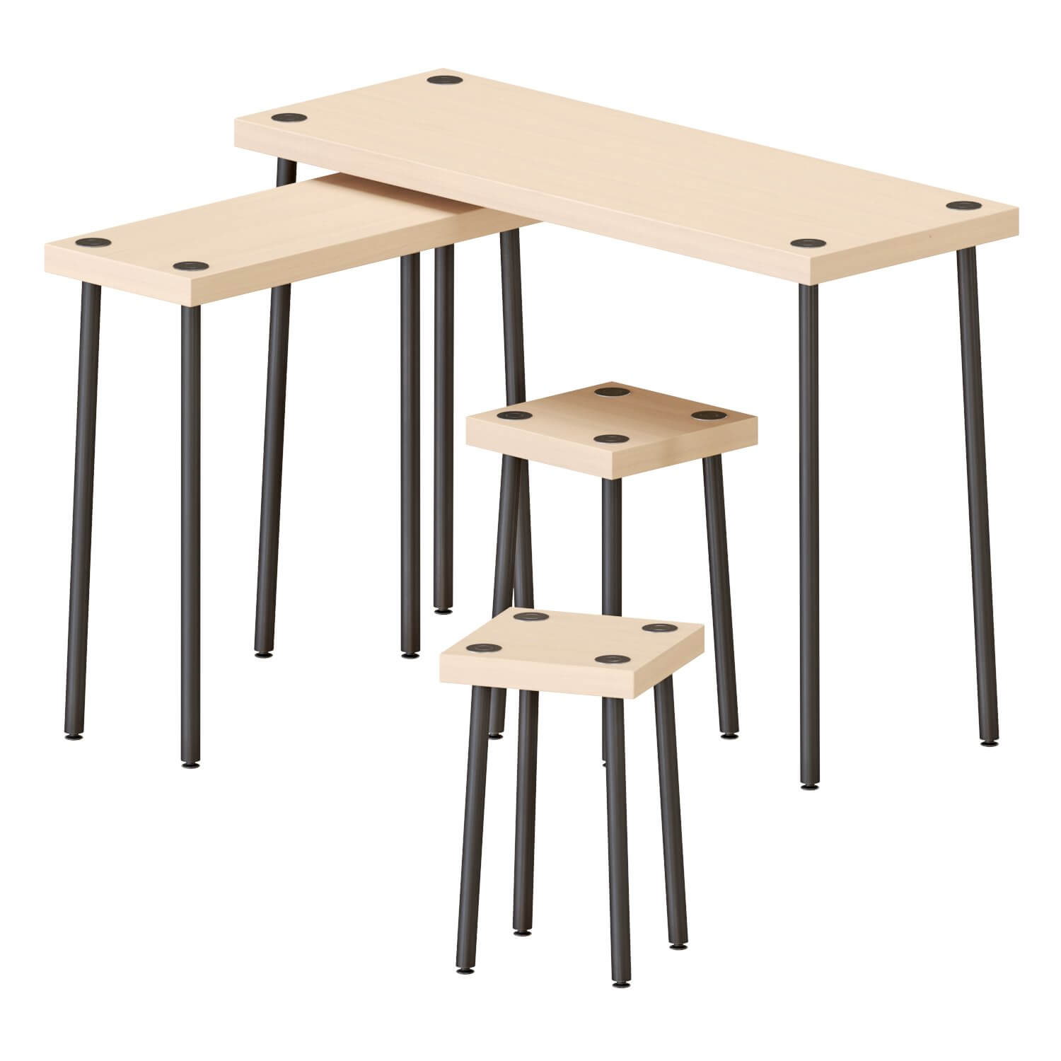 FRIDNAS Nesting Tables with Stools - 3D Model by min khant