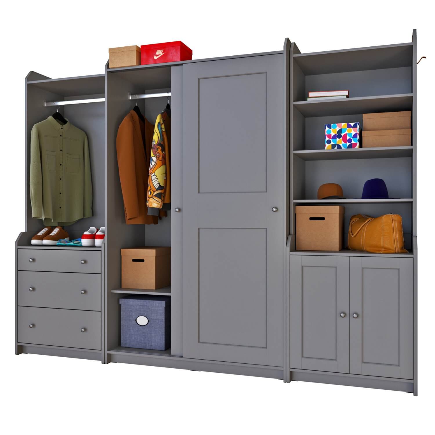 HAUGA Wardrobe and Display Cabinet Set 01 - 3D Model by min khant