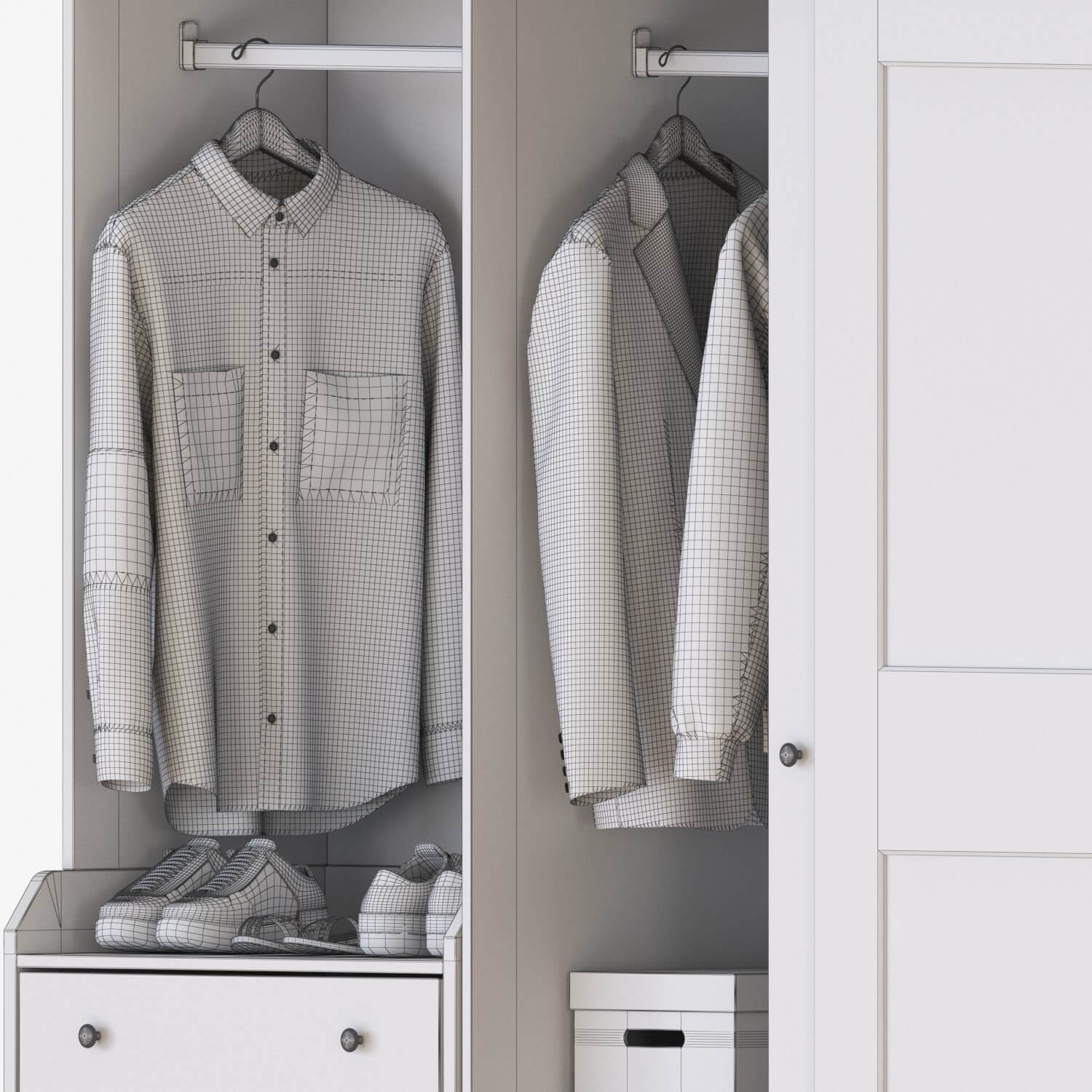 HAUGA Wardrobe and Display Cabinet Set 01 - 3D Model by min khant