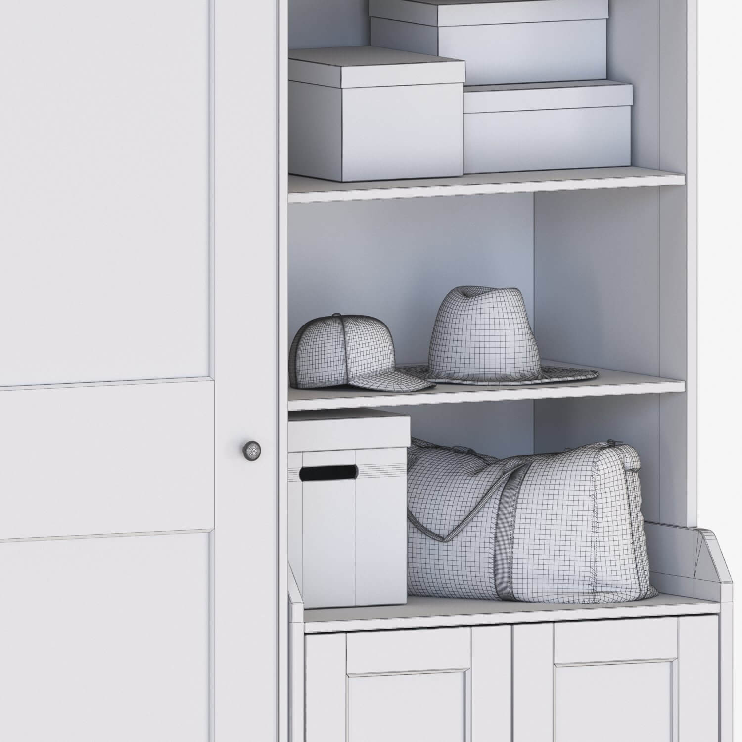HAUGA Wardrobe and Display Cabinet Set 01 - 3D Model by min khant