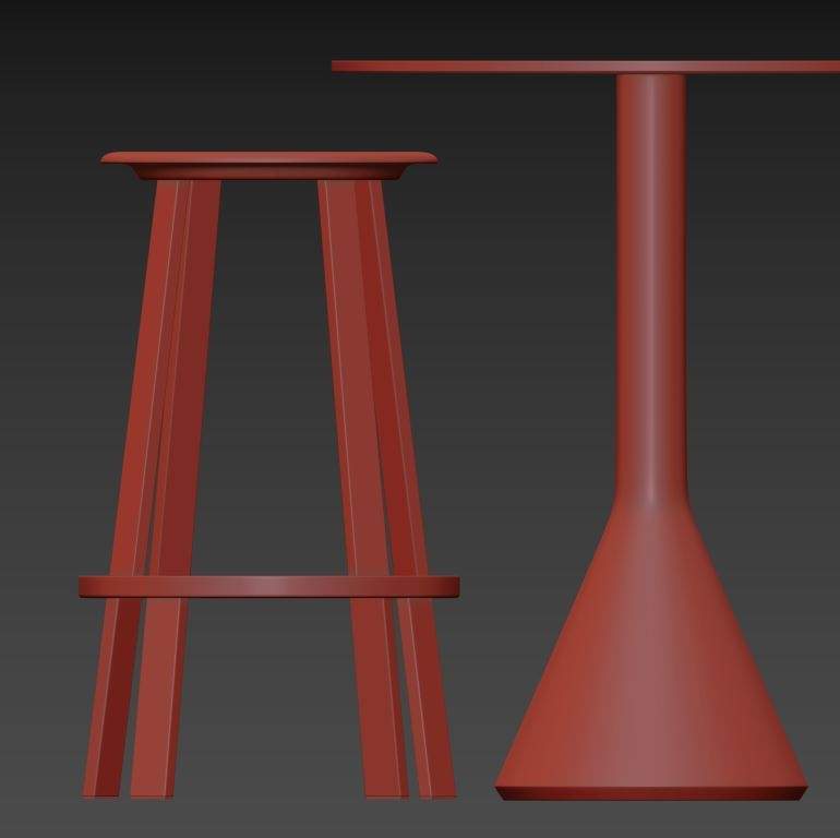 Hay Revolver Stools with Table - 3D Model by min khant